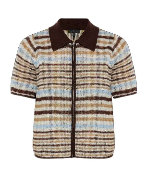 RAG  BONE Rag & Bone Short Sleeve Zip-up Polo Shirt