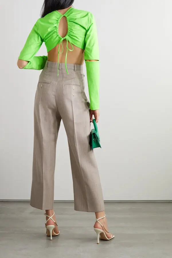 Jacquemus Cropped Long Sleeve T-shirt With Open Back Detail - Green
