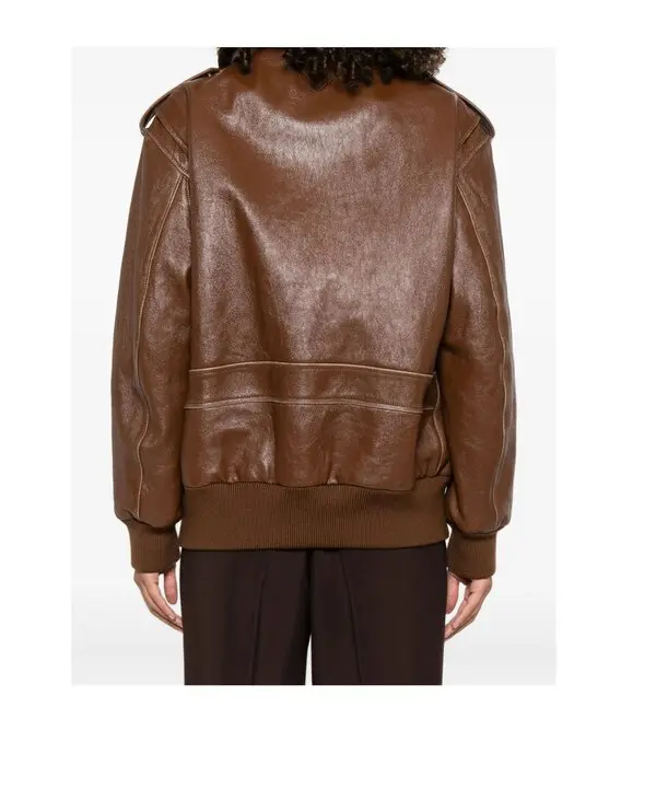 Prada Nappa Leather Bomber Jacket With Fur Collar