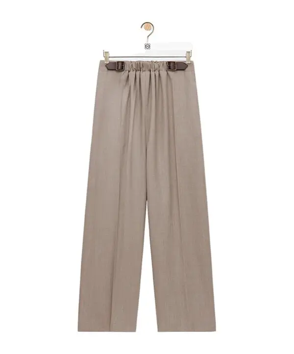 Loewe Pressed Crease Belted Trousers - Mixed Beige