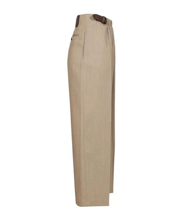 Loewe Pressed Crease Belted Trousers - Mixed Beige