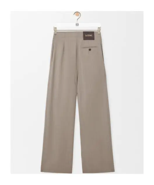 Loewe Pressed Crease Belted Trousers - Mixed Beige