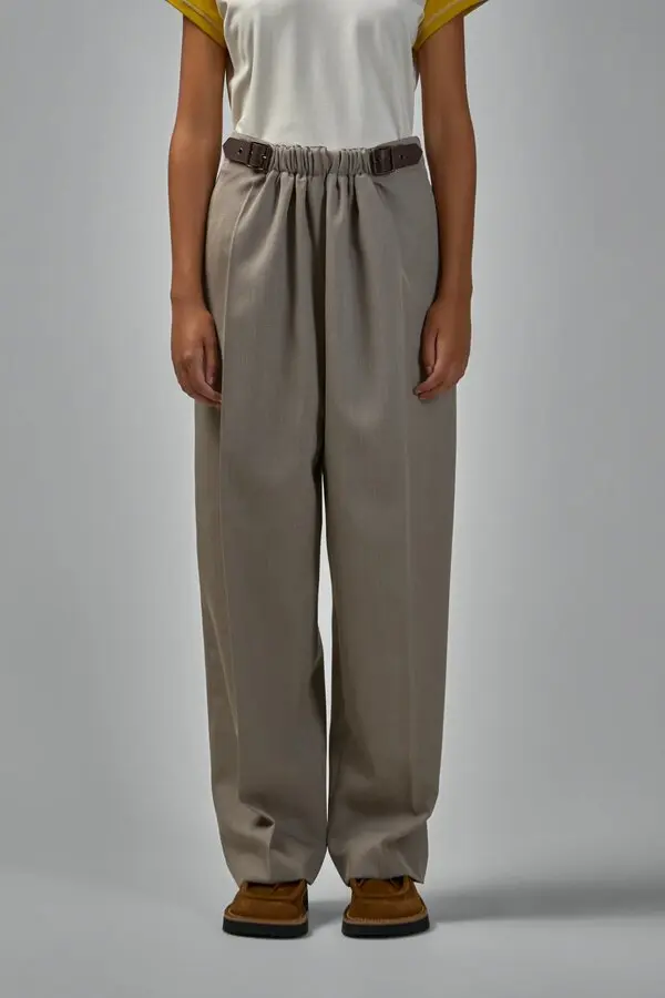 Loewe Pressed Crease Belted Trousers - Mixed Beige