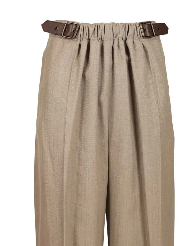 Loewe Pressed Crease Belted Trousers - Mixed Beige