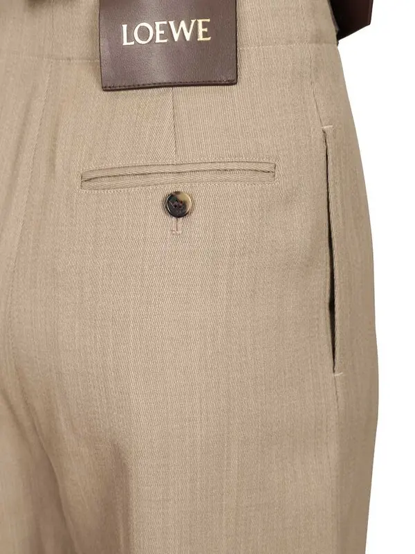 Loewe Pressed Crease Belted Trousers - Mixed Beige
