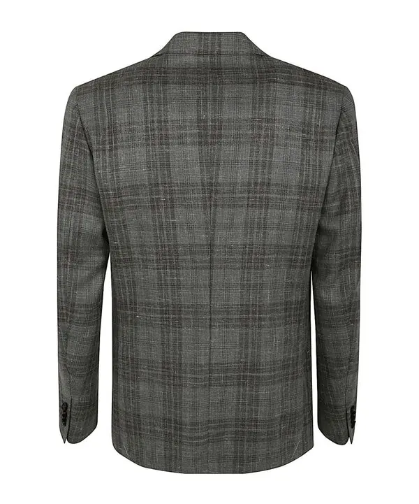 Zegna Single Breasted Checked Tailored Blazer