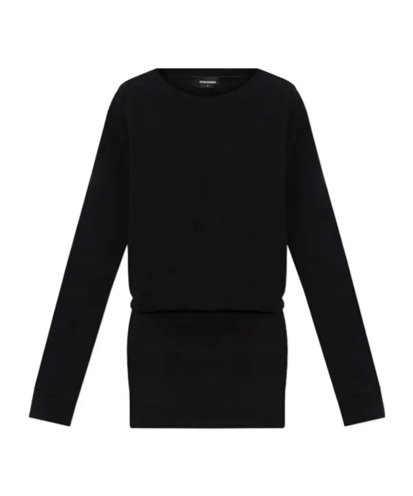 Dsquared2 Slogan Printed Long Sleeve Mini Dress - Black