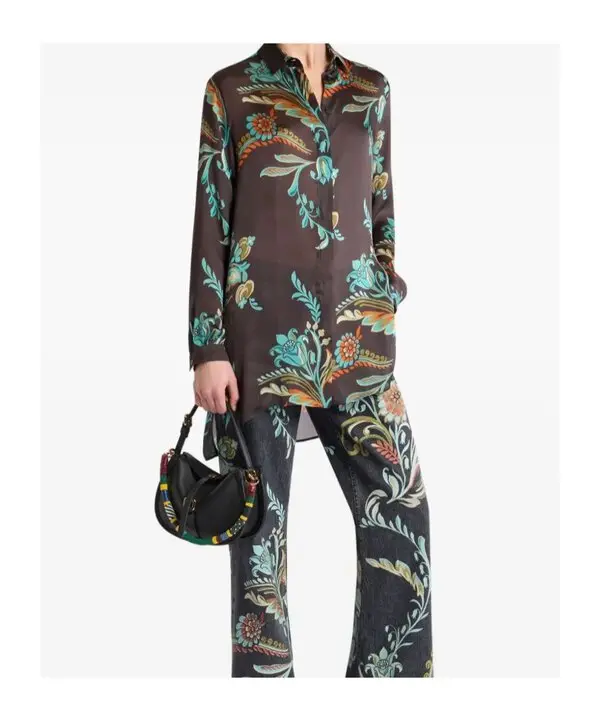 Etro Long Sleeve Floral Print Shirt