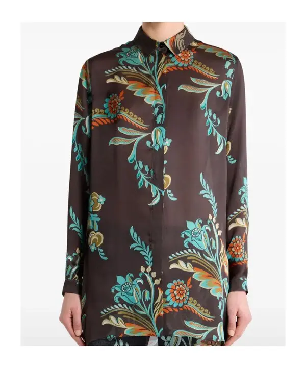 Etro Long Sleeve Floral Print Shirt