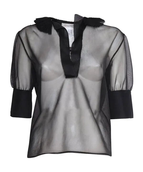 Philosophy Di Lorenzo Serafini Pleated-collar Sheer Blouse