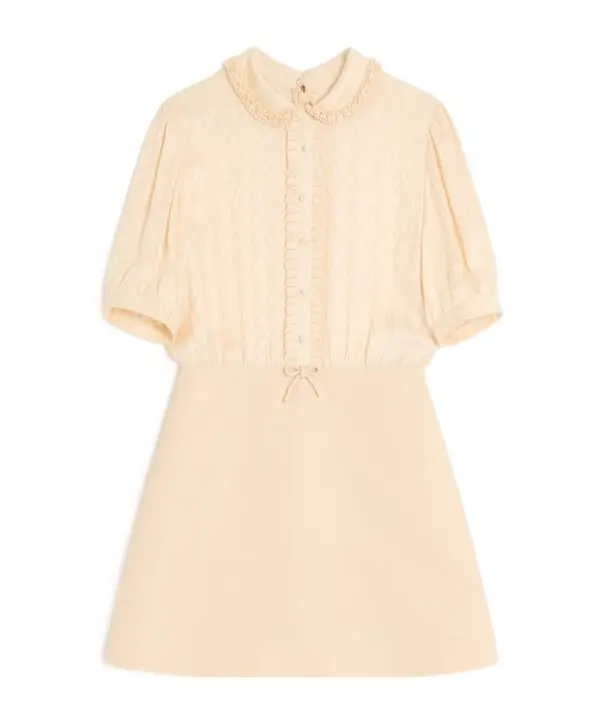 Valentino Garavani Ruffled Crepe Couture Mini Dress With Silk Jacquard Top - Birch