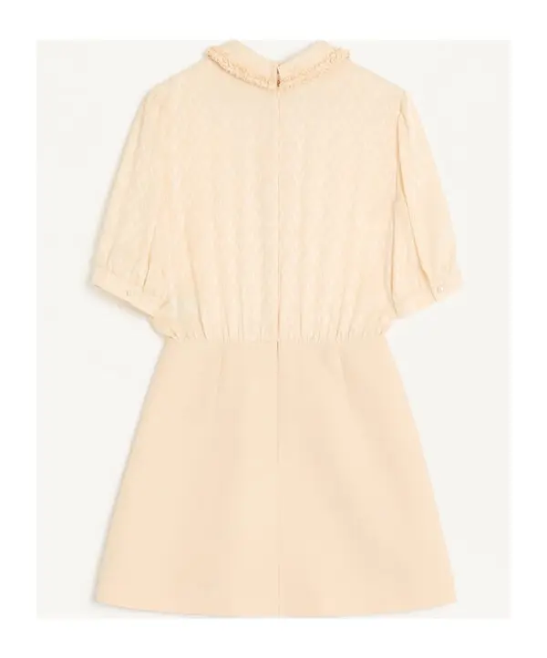 Valentino Garavani Ruffled Crepe Couture Mini Dress With Silk Jacquard Top