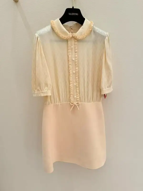 Valentino Garavani Ruffled Crepe Couture Mini Dress With Silk Jacquard Top