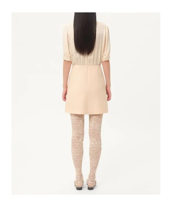 Valentino Garavani Ruffled Crepe Couture Mini Dress With Silk Jacquard Top