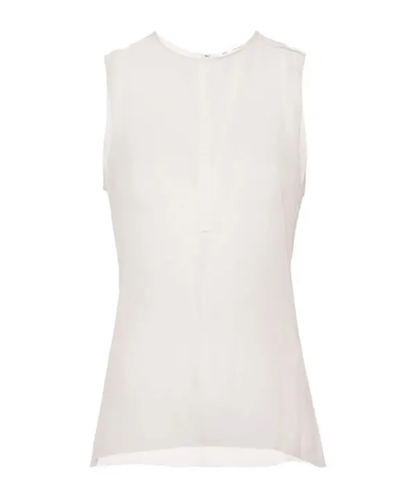 Ami Sleeveless Semi-sheer Silk Top - White