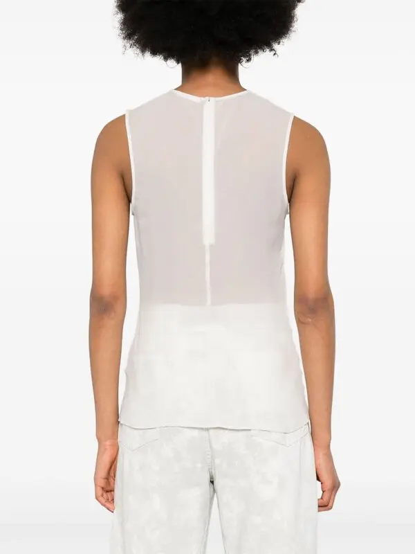 AMI Paris Sleeveless Semi-sheer Silk Top