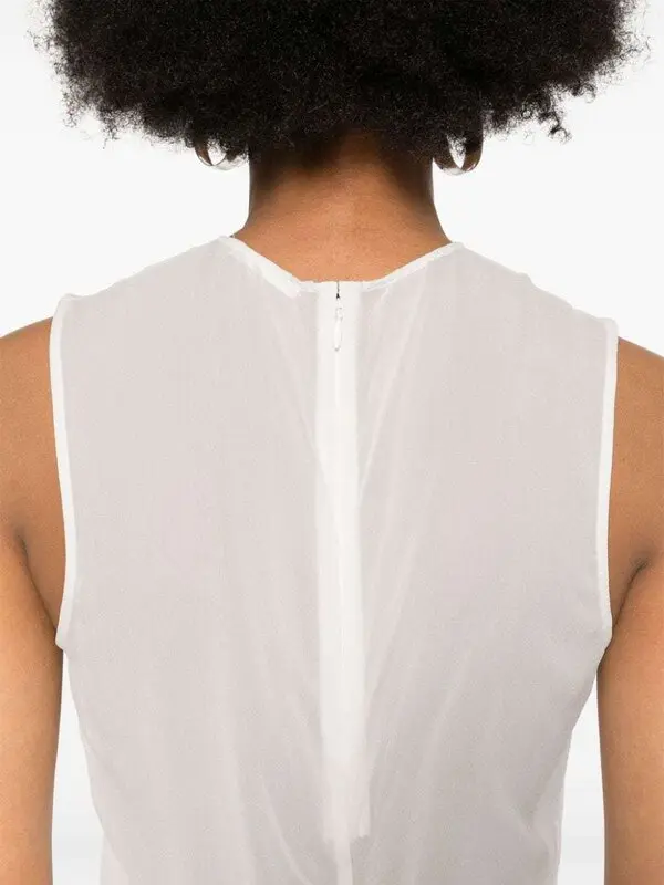 AMI Paris Sleeveless Semi-sheer Silk Top