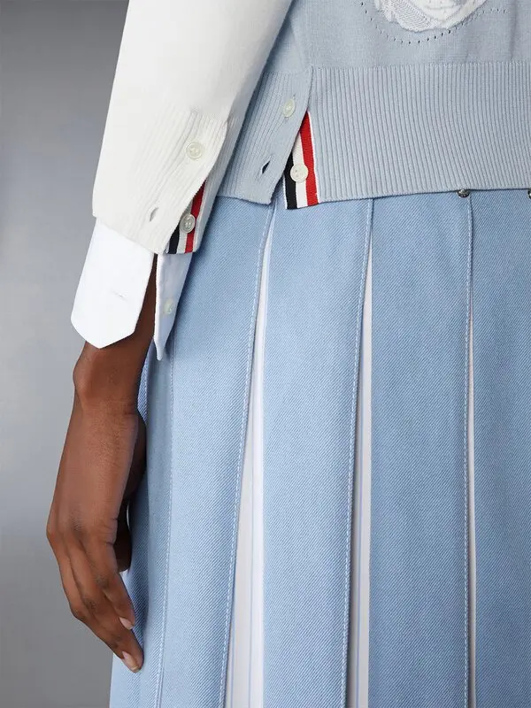 Thom Browne Feather Intarsia Pointelle Relaxed Fit V-neck Cardigan