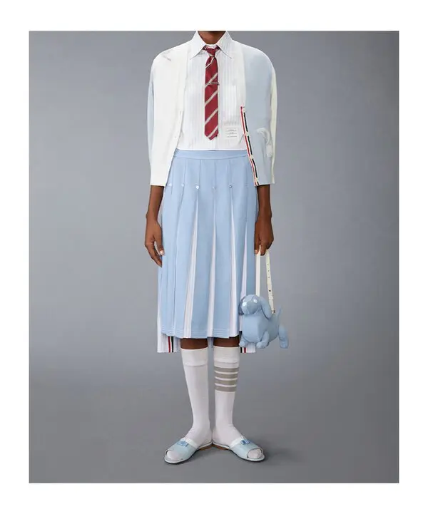 Thom Browne Feather Intarsia Pointelle Relaxed Fit V-neck Cardigan