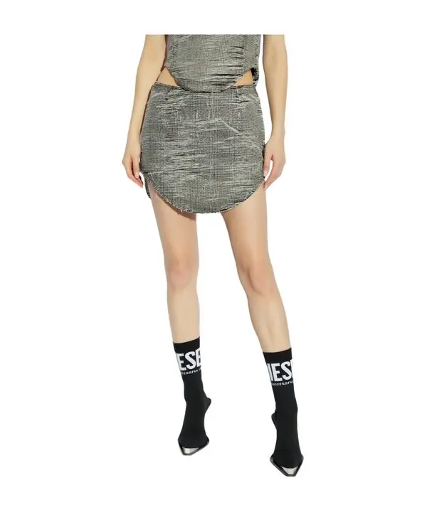 DIESEL® De-ada-fsg Checkered Distressed Skirt - Gray