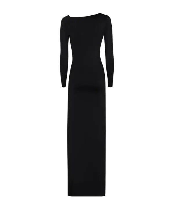 Victoria Beckham Off-shoulder Draped Satin Gown - Black