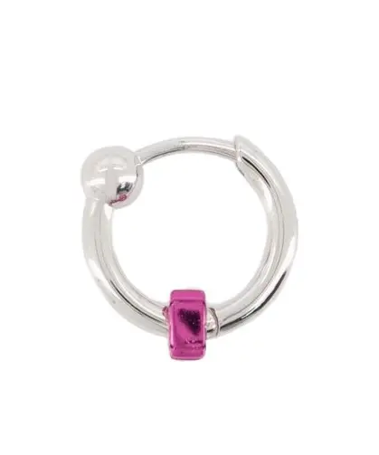 EERA Polished Hoop Earring With Stone Pendant - White