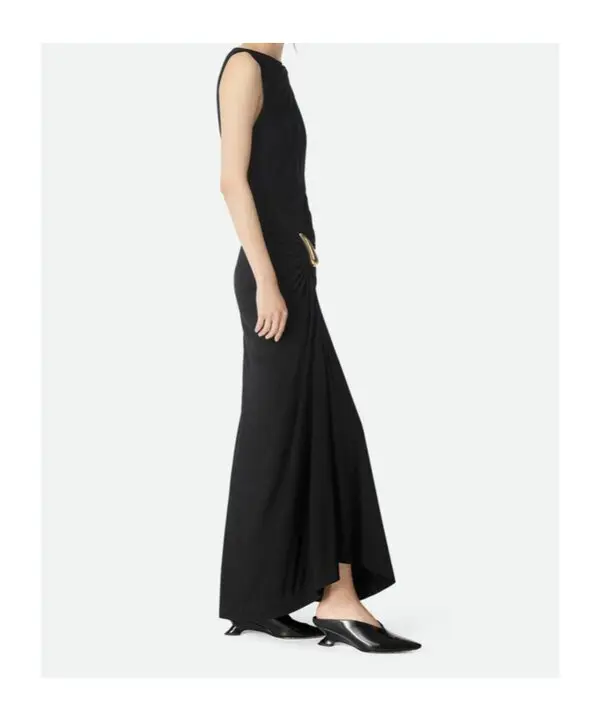 Bottega Veneta Sleeveless Maxi Dress With Metal Pendant Detail