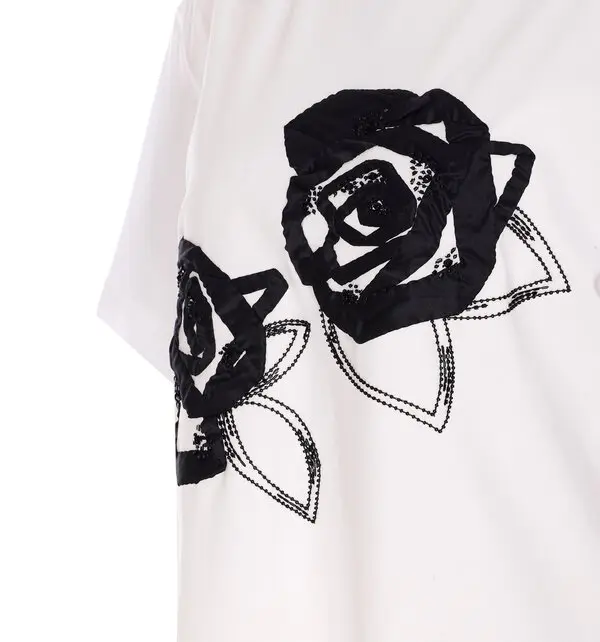 Max Mara Embellished Floral Crewneck T-shirt - White