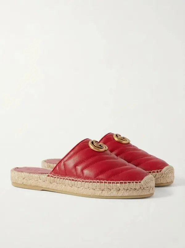 Gucci Double G Quilted Espadrilles - Red