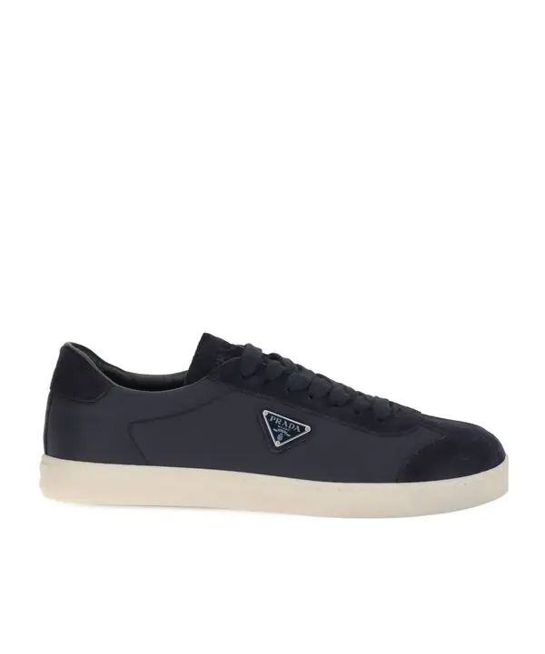 Prada Triangle Logo Lace-up Sneakers - Blue
