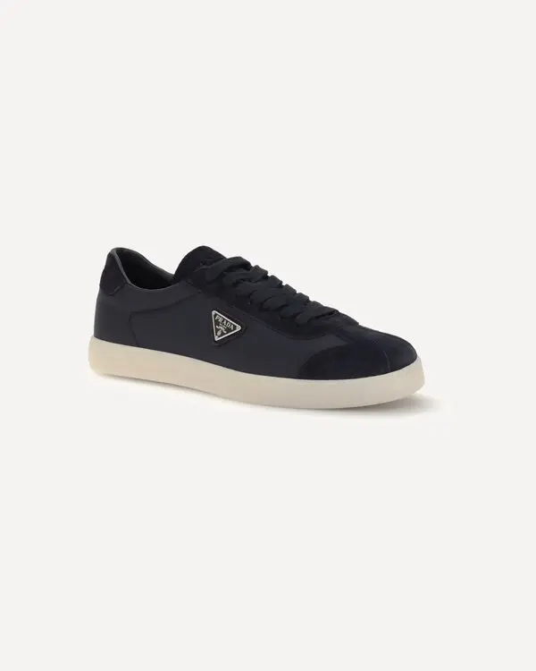Prada Triangle Logo Lace-up Sneakers - Blue