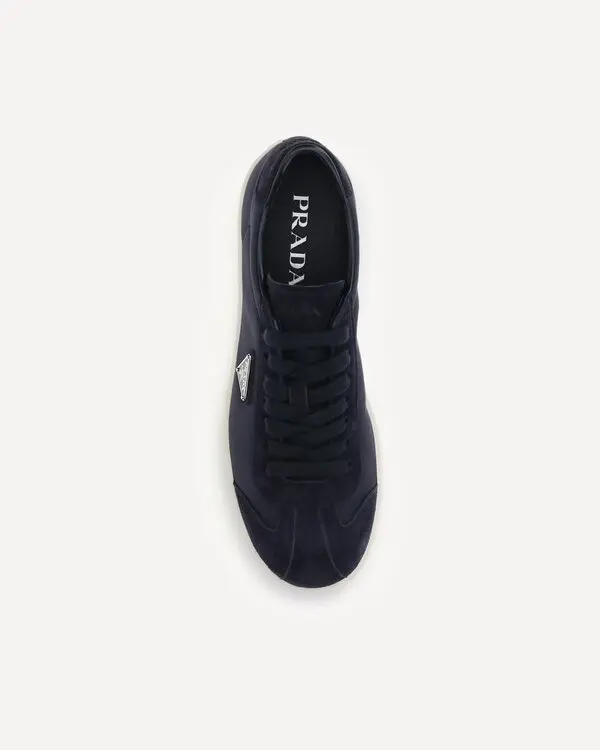 Prada Triangle Logo Lace-up Sneakers - Blue