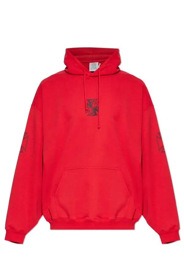 Vetements Long-sleeved Hooded Sweatshirt - Red