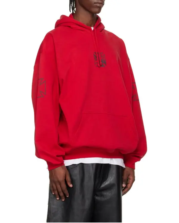 Vetements Long-sleeved Hooded Sweatshirt - Red