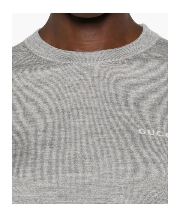 Gucci Cashmere Silk Top With Embroidered Logo
