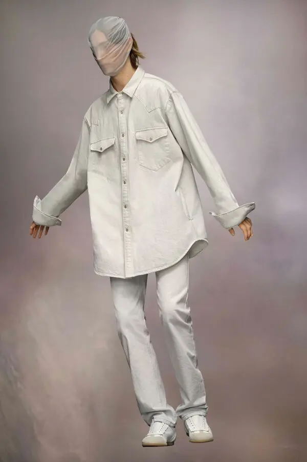 MAISON MARGIELA Overshirt Jacket In Chalk Denim