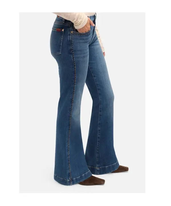 7 For All Mankind Studded Flared Jeans - Vintage Gradient