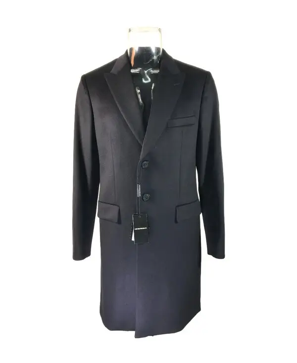 Emporio Armani Single-breasted Wool Coat - Black