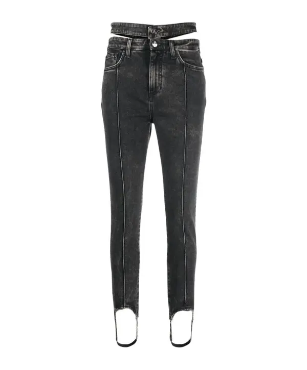 ANDREĀDAMO Double Waistband Skinny Jeans With Cutout Detail