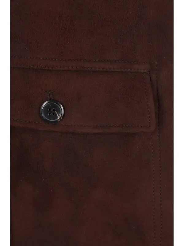 Prada Long-sleeved Button-up Jacket With Stand Collar - Brown