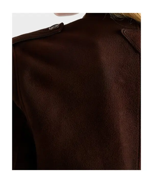 Prada Long-sleeved Button-up Jacket With Stand Collar - Brown