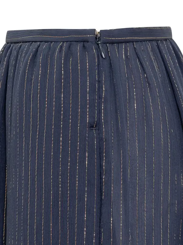 Rochas Sheer Wide Leg Pants With Vertical Metallic Stripes - Black