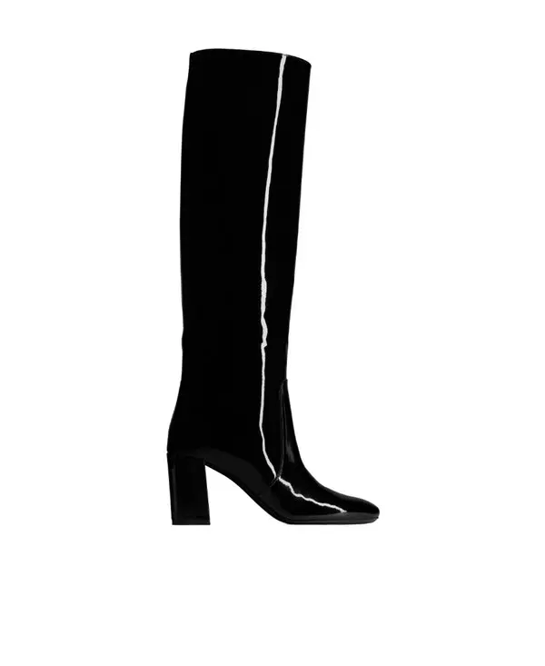 Saint Laurent Square Toe Heeled Boots - Black