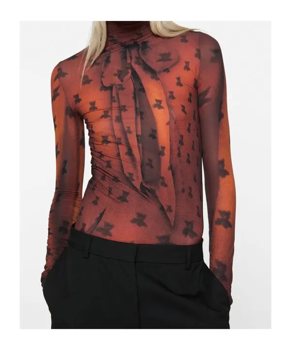 Acne Studios Fitted Printed Turtleneck Long Sleeve T-shirt