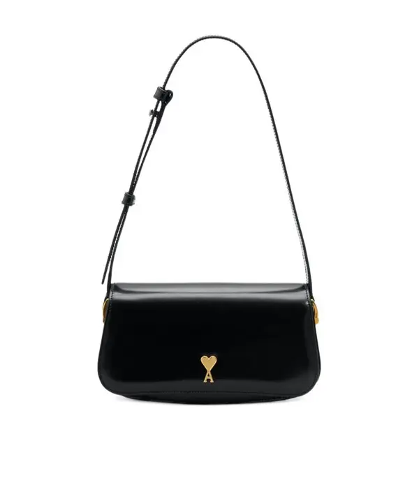 Ami Logo Plaque Shoulder Bag - Black