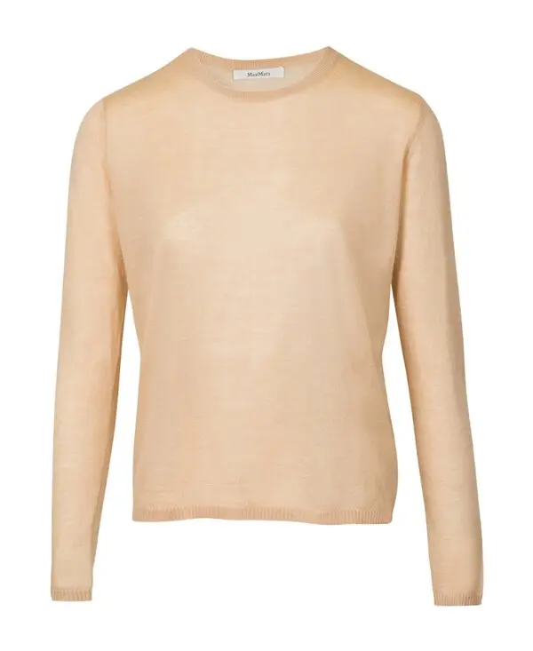 Max Mara Round Neck Long Sleeve Sweater - Nude