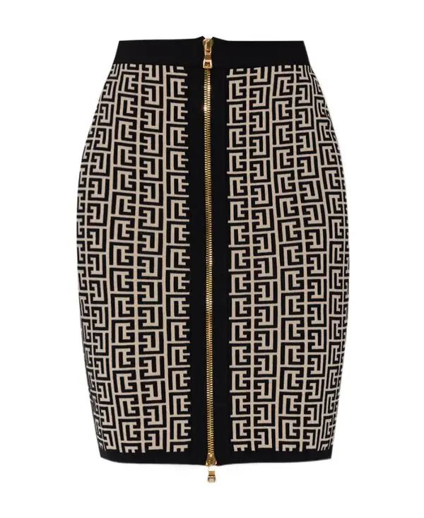 Balmain Monogram Zip-up Mini Skirt