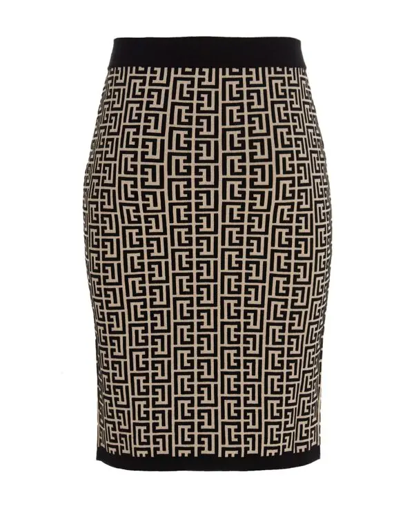 Balmain Monogram Zip-up Mini Skirt
