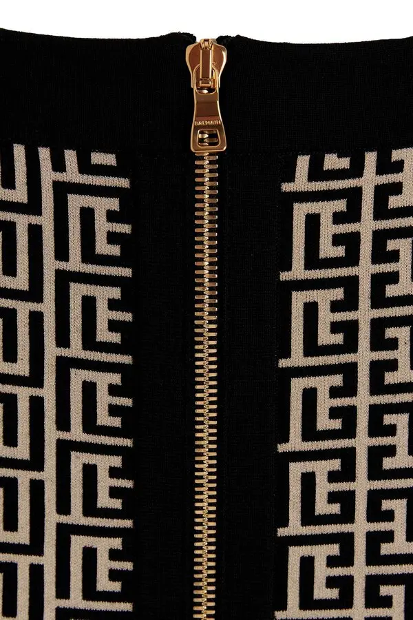 Balmain Monogram Zip-up Mini Skirt
