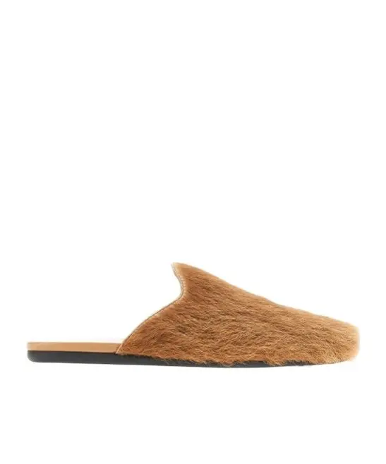 Prada Textured Flat Mules - Sand-colored